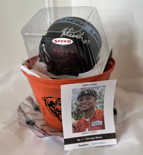 Justin Fields Autographed Mini Helmet – Rochester Rocket's Golf Outing